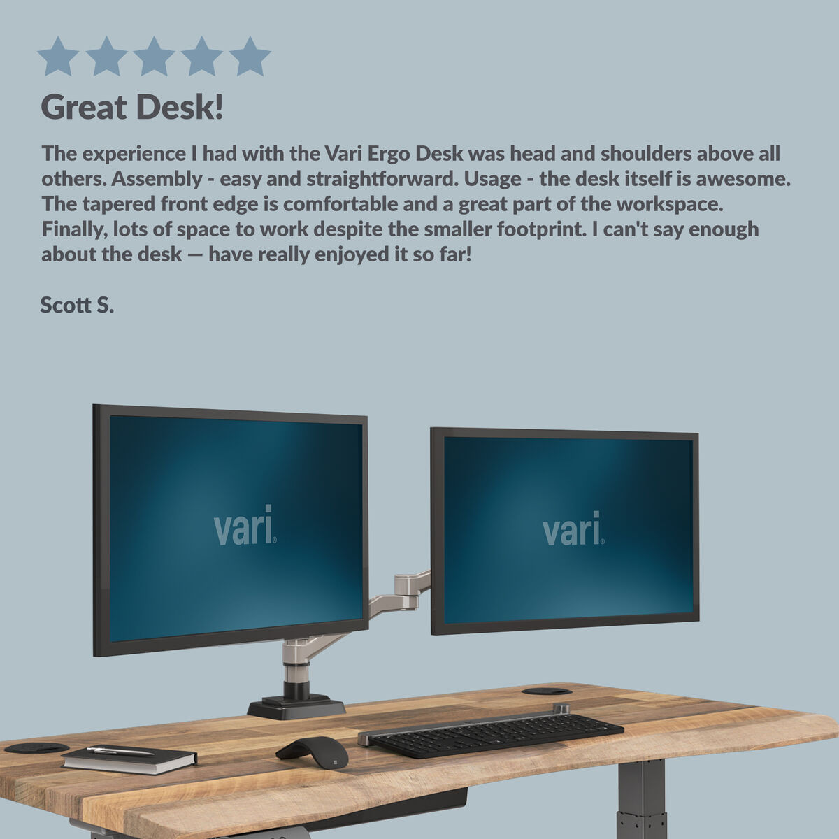 Ergo Electric Standing Desk 54x26 | Ergonomic Sit-to-stand Desk | Vari
