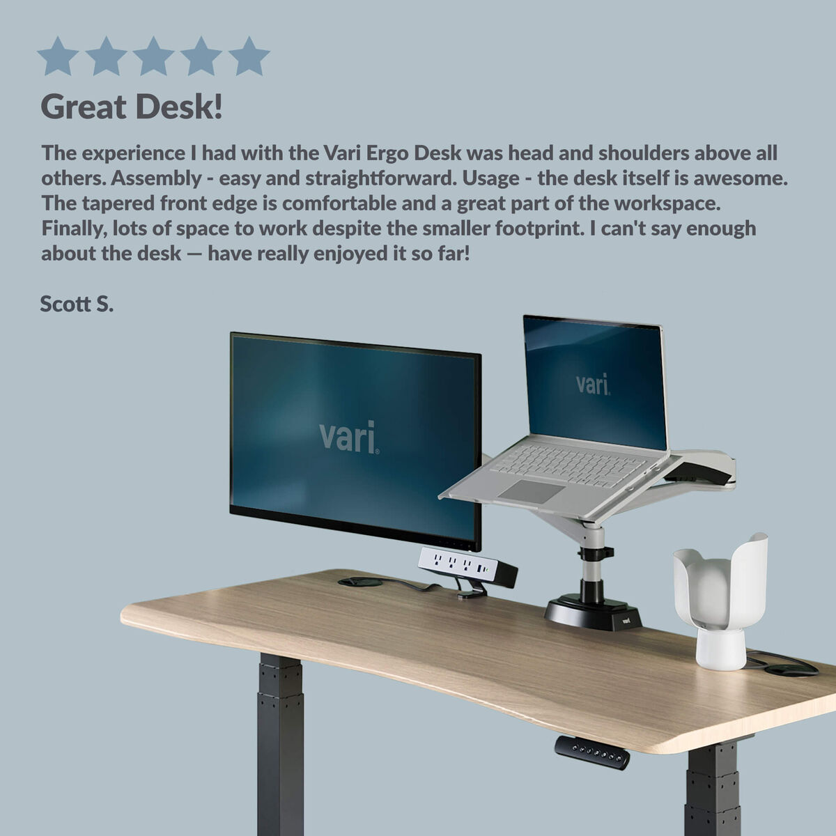 Ergo Electric Standing Desk 54x26 | Ergonomic Sit-to-stand Desk | Vari